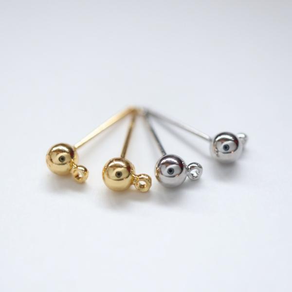 金アレ対応 色褪せにくい 丸玉 ピアスパーツ※ご希望の商品をオプションよりご選択のうえ、　ご購入ください。□商品展開：3ｍｍ ゴールド 2ペア 3ｍｍ プラチナ 2ペア4ｍｍ ゴールド 2ペア 4ｍｍ プラチナ 2ペア□素材：ゴールド＊＊真...