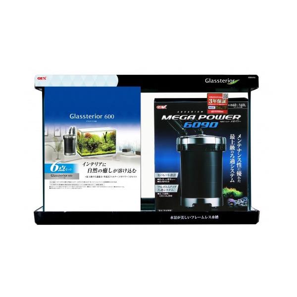 トールタイプ・幅６０cmフレームレスガラス水槽と外部式フィルターのセットです。