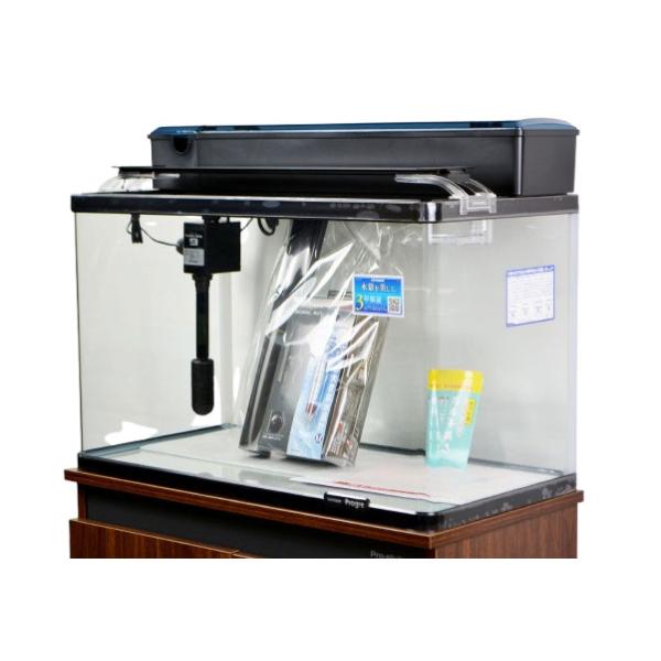 60cm曲げガラス水槽と、上部フィルター、LEDライト、保温器具などの熱帯魚飼育に必要なものが揃った、お買い得セットです。