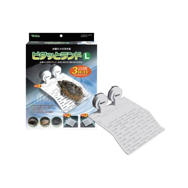 小型水棲ガメの甲ら干しに、水位に合わせて取り付けできます。パワフル吸盤の取り付け位置が3ヵ所あるので、水槽のお好みの位置に取り付けできます。