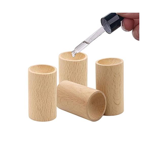 【商品仕様】4個セット；サイズ：直径約3cm、高さ約5cm。に注意：本製品は天然木です、一点一点サイズ、色味、木目が異なります。【素材】ディフューザーは、純粋なナチュラルで環境にやさしいシンプルなデザインで、ブナ材の木で作られており、純粋で...