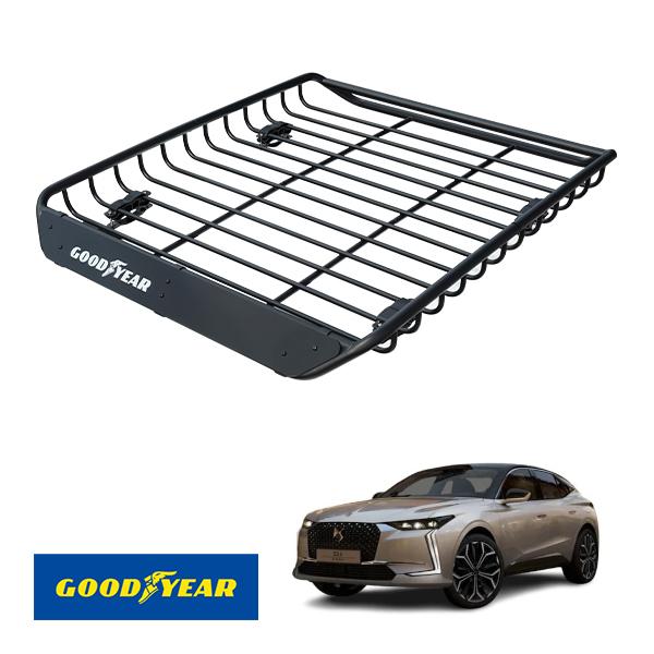 メーカー：GOODYEAR品名：GOODYEARロゴ入 ルーフラック MEGA PRO内容物：本体、取付金具管理番号：g2597カラー：ブラック材質：スチール耐荷重：100kg取付方法：金具固定ルーフラック本体(外寸)：1341mm×124...