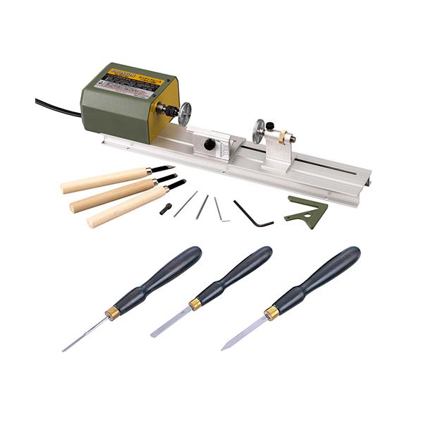 納期について：メーカー直送品(代引き不可)【 特長 】・標準付属のバイト3本にくわえ、さらに3本の本格派バイトがついた特別セットです。・室内で手軽に使用できる小型卓上旋盤です。・特別付属のバイト3種は出番の多い形状で、切れ味優れる本格派です...