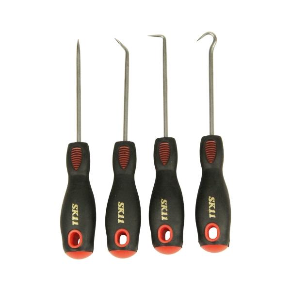 納期について：メーカー直送品(代引き不可)【 特長 】・握りやすく、錆びにくいです。・ピックとフックの4本組セットです。・ソフト樹脂グリップ採用で、手触りが柔らかく、握りやすいです。・美術・工芸・模型・工作・ホビー・機械のメンテナンス等に大...