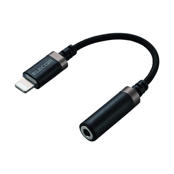 納期について：取寄品3〜5営業日目発送予定★欠品時除くメーカー名：エレコム(株)【 仕様 】品名:ELECOM Lightning-直径3.5mmステレオミニジャック変換ケーブル(高耐久)品番:MPA-L35S01BK長さ(m):0.1コネ...