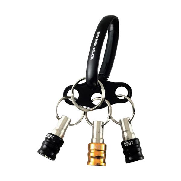 納期について：取寄品3〜5営業日目発送予定★欠品時除くメーカー名：(株)ベストツール【 特長 】・カラフルでコンパクト、ワンタッチスライドで着脱可能な、ベルトも通せるオーバルカラビナ付き3pcsビットホルダーです。・4色のカラーバリエーショ...