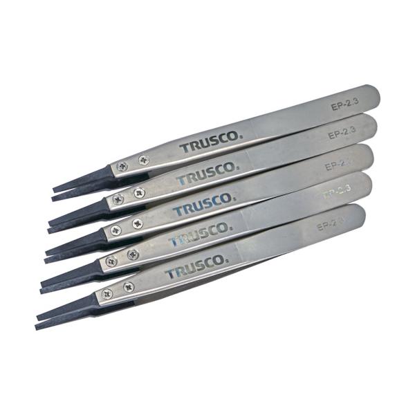 納期について：取寄品3〜5営業日目発送予定★欠品時除くメーカー名：トラスコ中山(株)【 特長 】・5本入のお買い得パックです。・チップ交換型のピンセットです。・ESD対策仕様商品です。【 用途 】・静電気の帯電にデリケートな電子機器や電子部...