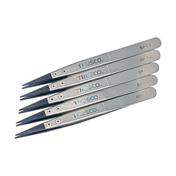 納期について：取寄品3〜5営業日目発送予定★欠品時除くメーカー名：トラスコ中山(株)【 特長 】・5本入のお買い得パックです。・チップ交換型のピンセットです。・ESD対策仕様商品です。【 用途 】・静電気の帯電にデリケートな電子機器や電子部...