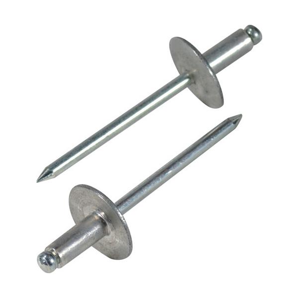 納期について：取寄品3〜5営業日目発送予定★欠品時除くメーカー名：(株)ロブテックス【 特長 】・ツバ径の大きいラージフランジは、プラスチック板、FRP、ベニア板など、各種軟質ボードに最適です。・片側から複数の母材をワン・アクションで締結で...