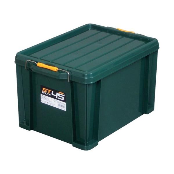 納期について：取寄品3〜5営業日目発送予定★欠品時除くメーカー名：JEJアステージ(株)【 特長 】・スタッキングでき便利です。・フタに15cmまでの目盛り付です。【 仕様 】品名:JEJアステージ STボックス DKグリーン #45品番:...