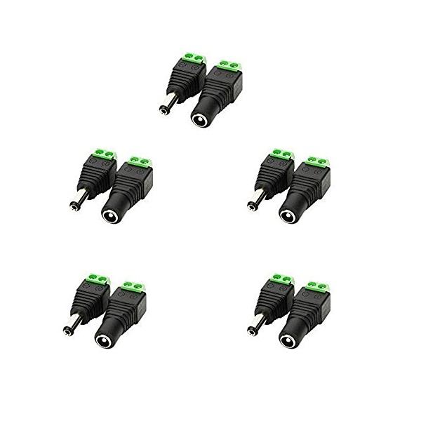 ネジ端子付きDCコネクタ。 コネクタのタイプ：5.5mm x 2.1mm。CCTVカメラ、LEDテープライト、LEDストリップライト、または他のDC 12Vデバイスに適しています。オープンケーブルヘッドインストールに単一の配線を接続するため...