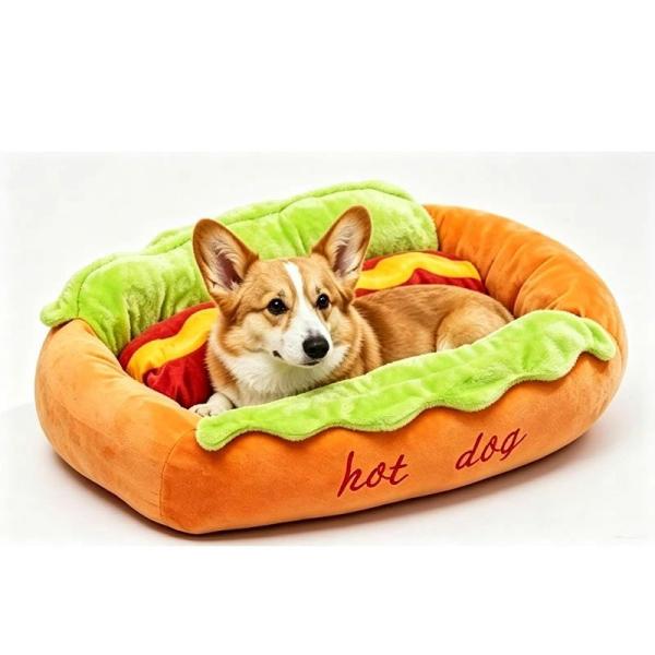 【ユニークなホットドッグ型デザインでお部屋を明るく】愛らしいソーセージ型ホットドッグと半密閉型のデザインが、お部屋にキュートなアクセントを添えます。柔らかな色合いは、カジュアルでナチュラルなインテリアに自然に溶け込みます。半密閉構造はペット...