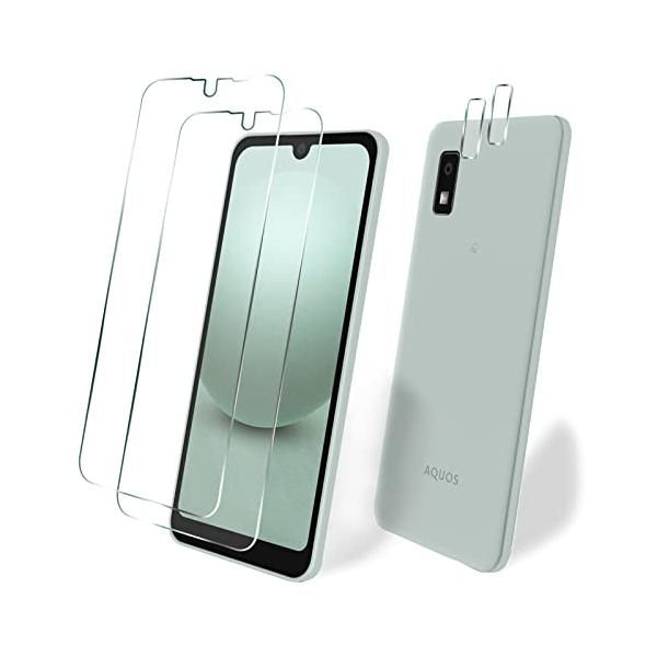 対応機種 2枚 FOR AQUOS wish3 A302SH/ AQUOS wish2 SH-51C/ SH-51C / AQUOS Wish SHG06 / SH-M20 / A104SH 用のガラスフィルム + 2枚 カメラ保護フィルム...