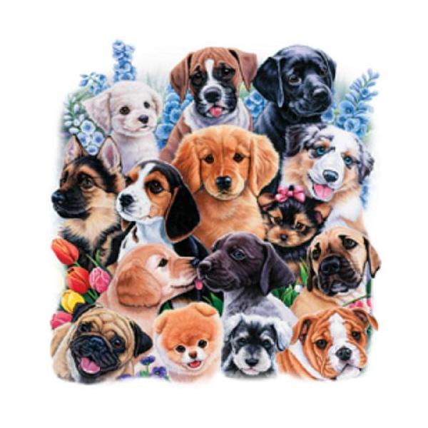 厚手でたっぷり収納！オシャレ かばん カバン 大容量 肩掛け 丈夫 お散歩バッグ 【ラッピング無料】ギフトにも人気！プレゼント集合ドッグ・パピー （集合１５）ドッグ パグ ゴールデン ラブ ボクサー オーシー ヨークシャー ビーグル ジャー...