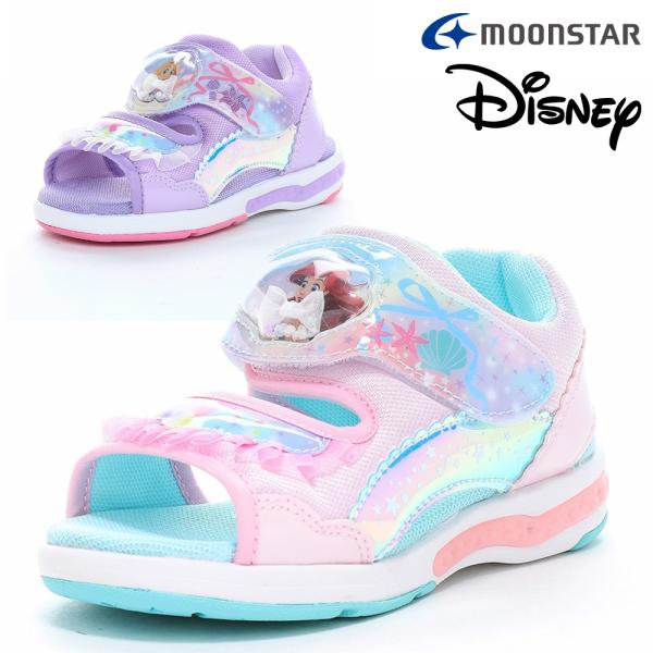 ムーンスターmoonstar ディズニーDISNEYDN C1373LEピンク:PINKパープル:PURPLEディズニー プリンセスのLEDを内蔵したキッズサンダルです。振動でソールの踵部分が光るので、夜間歩行の安全性を高め、夜のお祭りなど...