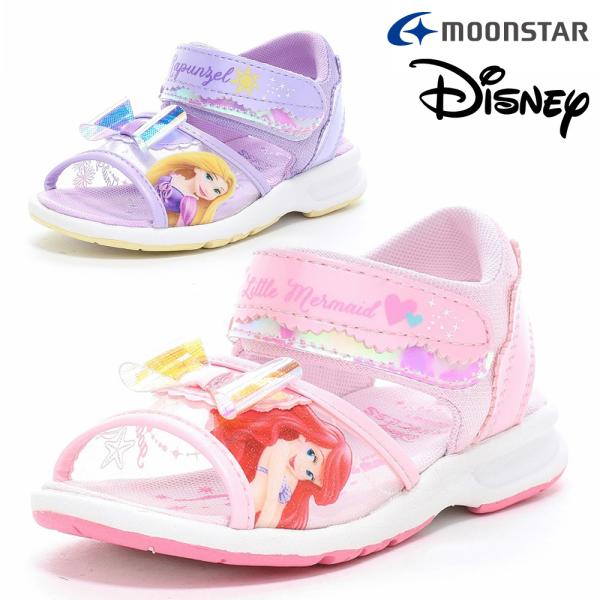 ムーンスターmoonstar ディズニーDISNEYDN C1370ピンク:PINKパープル:PURPLEディズニー プリンセスのキッズサンダルです。パープルは「塔の上のラプンツェル」のヒロイン、「ラプンツェル」です。甲のリボンにクリア素材...