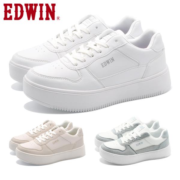 EDWINエドウィン EDW-4324ベージュ:BEG:BEIGEライトブルー:LBLUEホワイト:WHT:WHITE厚底なのに軽量で履きやすいEDWINのスニーカーです。通勤・通学にもオススメ♪ヒール高さ:約4.0cm重量:片足約215g...