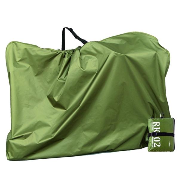 ■素材：ポリエステル■重量：320g(付属品除く)■付属品：ワンタッチショルダーベルト / ハンドルロックベルト / 固定フック（3本）■サイズ：横1400mm x 高さ1000mm誰でも簡単に使うことのできる「直感型」輪行袋。 女性・初心...