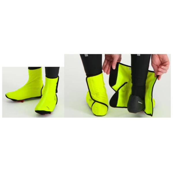 ■サイズ：39/43■カラー：ネオンイエロー■防風・防水対応。■伸縮性のある素材は、幅広いタイプのサイクリングシューズに着用可能。■爪先側に補強あり。簡単に脱ぎ着できる、ラップ＆ゴーシステム。後部のベルクロで留める方式。■通常2〜5日ほどで...