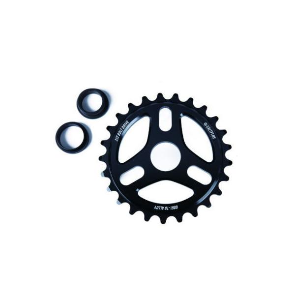 ■サイズ：28T■カラー：ブラック■素材：6061T-6 アロイ フルCNCフィニッシュ■参考重量：68g（25T）■19mm/22mmスピンドルアダプター付属■スリー・スポークデザイン※商品画像は25TになりますSALT PLUS トライ...