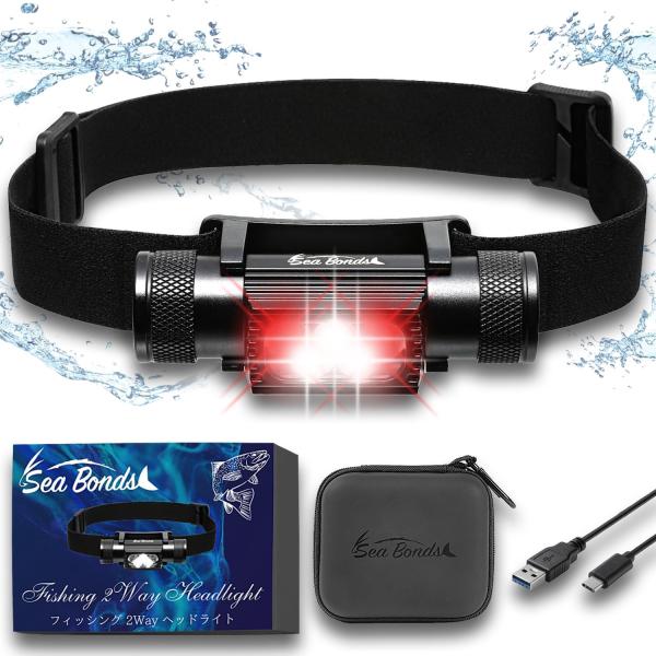 商品名：シーボンズ ヘッドライト ヘッドランプ 釣り 充電式 軽量 防水 1000ルーメン ミドルモデル ブラック バッテリー特徴：防水機能、赤ライト搭載色：ブラック（黒）スタイル名：SPEC2ミドルモデル2600mahバッテリー電源：バッ...