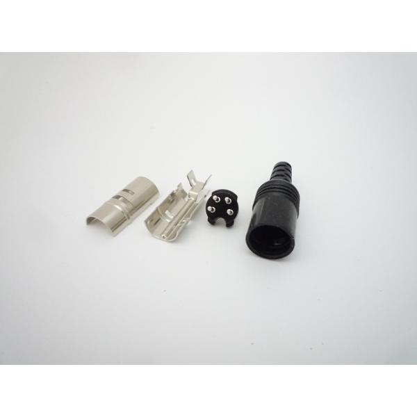 【概要】1.4P Dinコネクタのプラグ側です。2.ケーブルが付かない組み立てタイプで色は黒です。3.ストレートタイプです。【仕様】・外観形状：ストレート、組み立て・極数：4・コンタクトセックス：Male・接続方式：組み立てタイプ・はんだ付...