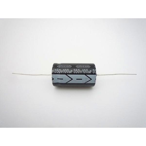 横型電解コンデンサ小型アルミニウム電解コンデンササイズ　Φ22mm x 41mm使用温度範囲　-25 〜 +105℃定格電圧　350V静電容量　100μF静電容量許容差　±20％（20℃，120Hz)特長 FEATURE・民生機器用標準品・...