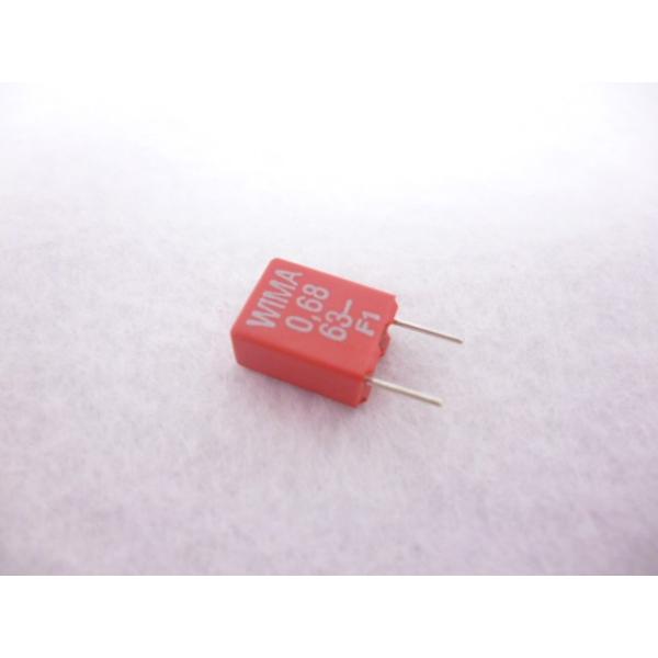 WIMA　MKS2シリーズメタライズドポリエステルフィルムコンデンサ【63V　0.68μF】使用温度範囲：−５５〜＋１００℃静電容量許容差　±10％厚みmm×高さmm×幅mm4.5×9.5×7.2オーディオ用フィルムコンデンサ※テーピング、...