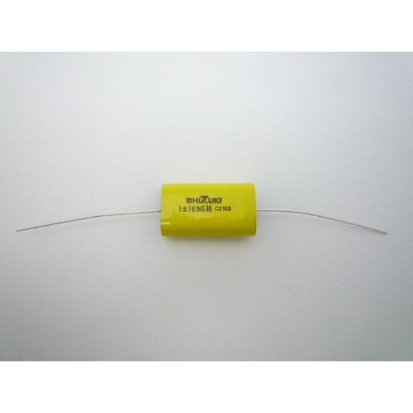 Type TME・アキシャルリード形のため低背で装着に最適・自己回復性を備え高信頼性を確保・無誘導構造定格電圧：630VDC静電容量：1.0μF(105)容量許容差（Cap. Tolerance）：±10％（K）使用温度範囲（Tempera...