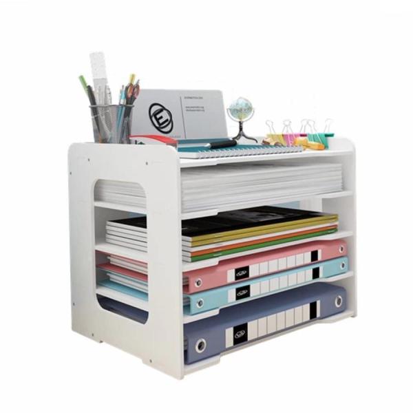 【優れた材質】本商品は高密度PVC木製板で作られ、安全で環境に優しい、普通の木製より防水防錆性能が高いです、それなりの強度があって、変形しにくいです。清潔しやすいので、長くご愛用いただけます【収納力抜群】A4用紙が入れられる収納トレー、5段...