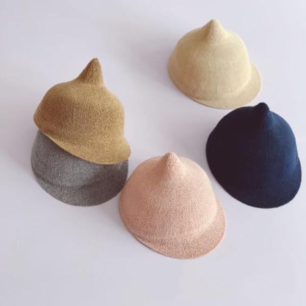 メール便送料無料！とんがりシルエットがキュートな帽子。通気性の良いメッシュ素材で夏でも快適。可愛いとんがりがポイントのベビー、キッズ向けの帽子。通気性の良い素材で暑い季節でも蒸れにくい。あご紐付きで飛ばされにくく安心です。ころんとしたフォル...