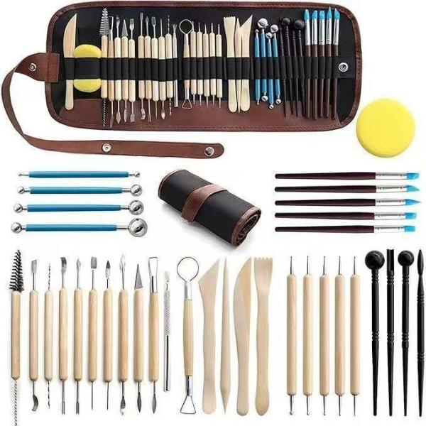 【36本セット】陶芸工具キットは、他のセットよりも完成度の高い24本セットです。 必要なセットとより多くのディテールを処理できるセットが含まれているため、より良い作品を簡単に作成できます。【優れた材質】:サビにくいステンレス鋼の素材を採用す...