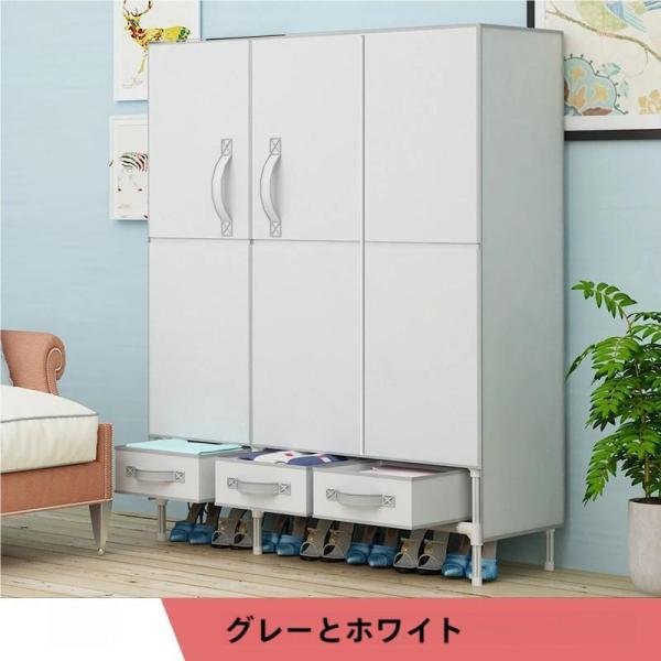 【大容量ワードローブ】クローゼットのサイズは幅115 x奥行45 x高さ170 cmで、折りたたんだ服、下着、靴下、袋、帽子などを置くことができる3つの独立した引き出しが付属しており、コート、スカートを置くためのハンガーバーが2つあります。...