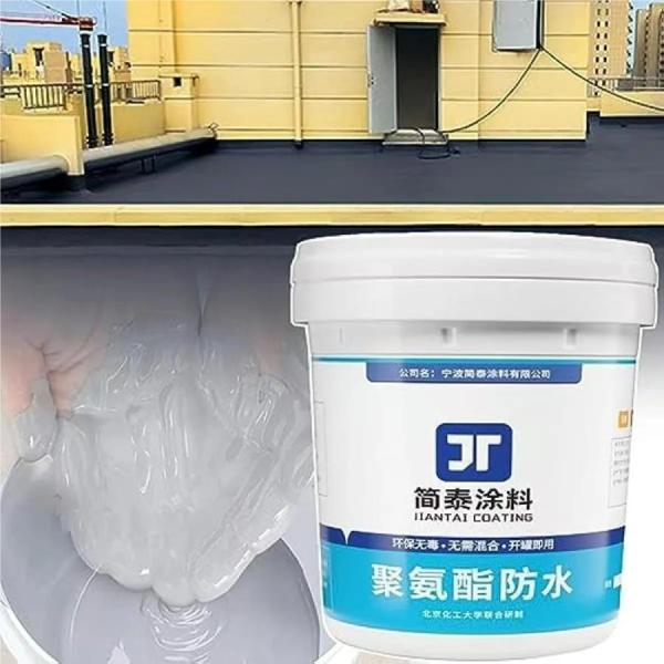 【ポリウレタンの防水補修剤濃厚な液体】塗った後は膜を形成し、雨にも日光にも耐え、耐久性と耐摩耗性があります、高硬度、無臭、簡単施工、初心者も簡単に使用可能、壁、屋根、瓦、ひび割れなど様々な表面への雨漏りや水漏れの防水・補修工事に対応。【耐高...
