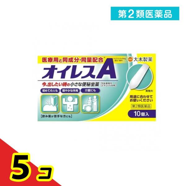 使用期限は6カ月以上先のものを送ります。オイレスAは有効成分（ビサコジル）が直腸内で直接作用します．便意があらわれても，1〜3分ぐらいがまんしてから排便してください．小さな坐薬なので違和感なく挿入できます．