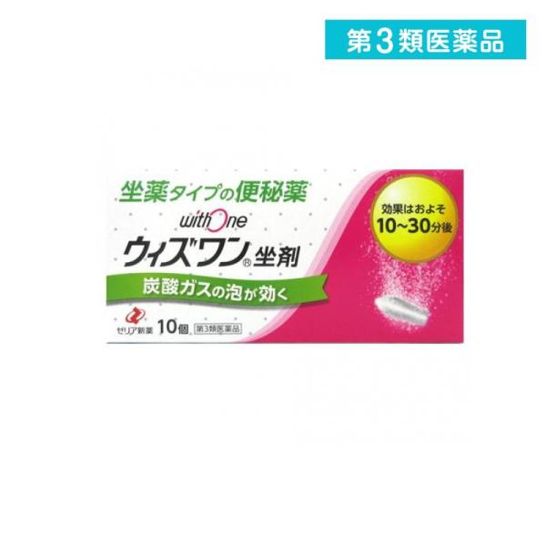 使用期限は6カ月以上先のものを送ります。ウィズワン坐剤は，微細な球の状態で発生した炭酸ガスが，直腸に働きかけておだやかなお通じをうながします。坐剤を肛門から挿入した後，およそ10〜30分で効果を発揮します。
