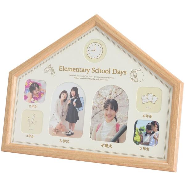 ■用途：小学校6年間の思い出を学年ごとに飾れる成長記録フォトフレーム／卒業・入学の記念に■設置：卓上用（スタンド付き）■フレームサイズ：高さ310×幅385×奥行25mm（スタンド奥行125mm）■対応写真サイズ：・サービスL判（約89×1...