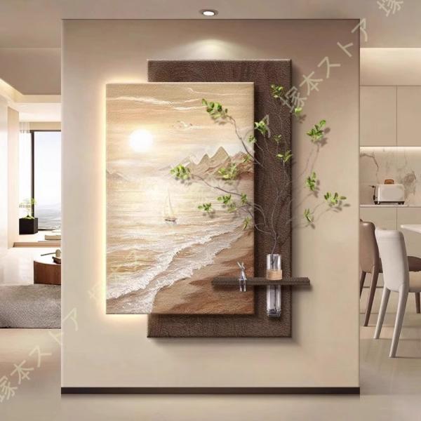 【発売日：2025年12月26日】砂岩風の立体アート+透明花瓶+ミニ収納ラック!【製品にはライトが付属していないため、お客様は別途ご購入が必要です!】【侘寂風×立体抽象デザイン】自然と静けさを感じる侘寂風スタイルに、抽象的な立体デザインを組...