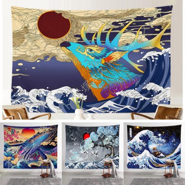 【発売日：2021年07月09日】素材：ポリエステル　　サイズ： 100*75CM、150*100CM、150*130CM、200*150CM、230*150CM、230*180CM【視覚インパクト】和柄壁飾りは3Dパターン印刷、鮮やかな色...
