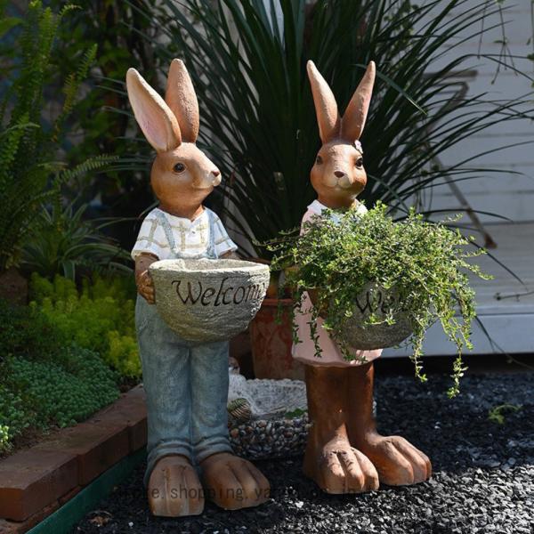 【発売日：2025年04月15日】ガーデンオーナメント うさぎ 置物★品質いいの素材を使用した、良い耐久度を持っています。★防水・日焼け止め、色が褪せるのを防ぎます、屋外装飾に適しています。★塗装もとても美しく丁寧で、見た目や触ったときの質...