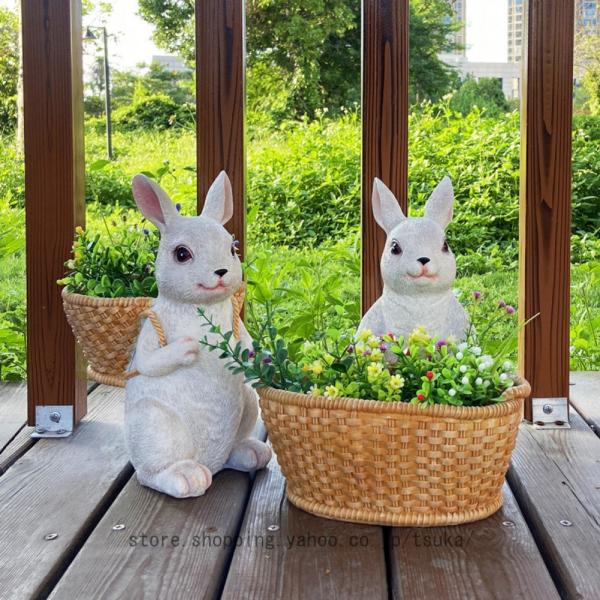 【発売日：2025年05月22日】お客様をかわいいうさぎがお出迎え！ガーデニングオブジェに最適おしゃれなガーデニング空間を演出してくれます。☆☆☆☆☆☆☆☆☆☆◇【鮮やかな色彩】手描きの鮮やかな色彩で、うさぎのギフトや外の庭の装飾として超キ...