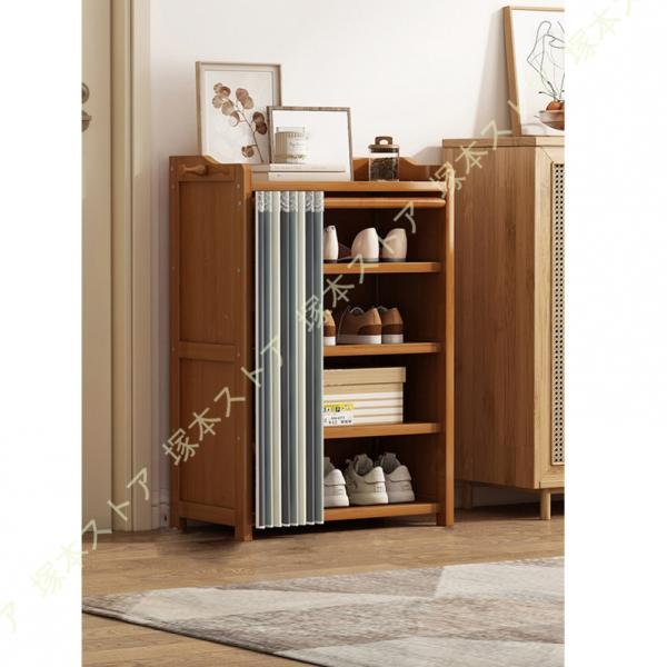 【発売日：2025年04月04日】【天然竹製靴棚】軽量で美しく、スペースを取らず、玄関や部屋にシューズラックとして最適です。一般の素材とは異なり、竹製品は無臭であり、通気性に優れているため、靴を脱臭することができます。【防塵カーテン付き】防...