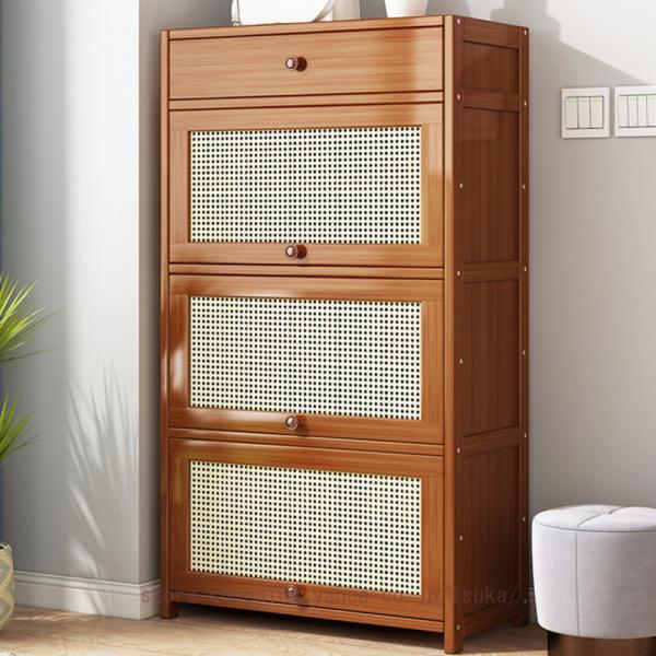 【発売日：2025年07月24日】【素材と特徴】竹は柔軟性と強靭さを兼ね備え、抗菌作用に優れており、下駄箱に最適な素材です!【デザインと通気性】扉は可愛らしいメッシュデザインで、視覚的にも美しく、効果的な換気を提供します!湿気がこもらず、靴...