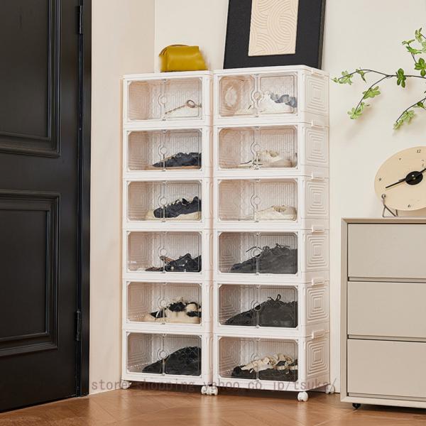 【発売日：2025年08月29日】【取り出しやすい前開き構造】このシューズボックスは、前開きのクリア扉付きで、上に積み重ねても靴が取り出しやすいのが特徴です!一般的な靴箱 収納と違い、靴を重ねて収納しても取り出しにくさを感じさせません!【多...