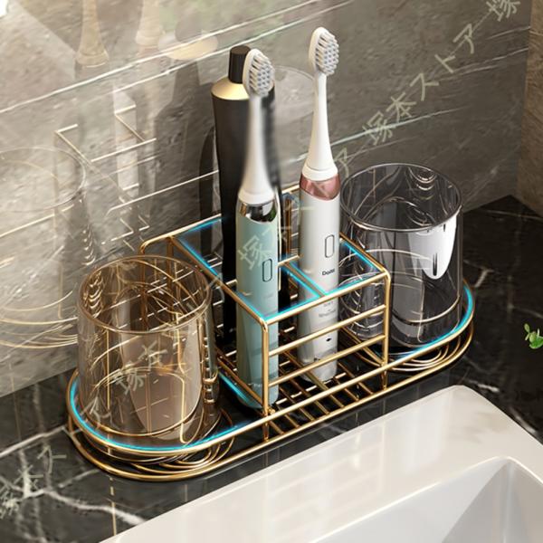 【発売日：2023年03月24日】商品の説明歯ブラシスタンド ホルダー 洗面台収納家族のトイレタリーを組み込む問題を解決するための製品のセット◆材質：鉄素材◆カラー：写真通り◆サイズ：コップスタンド=25.2*9.9*8.3cm。デザイン1...