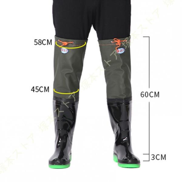 【発売日：2021年06月09日】ヒップブーツ ヒップウェーダー ヒップウエイダー 田植え用長靴 釣り用長靴 田靴 フィッシングロングブーツ 超ロング丈 防水 ずり落ち防止バンド 農作【全長：60cm】長すぎなくちょうどいい太ももまでのウェ...