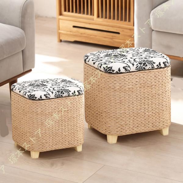 【発売日：2025年04月09日】【収納スツール】無垢材とサイザル麻ロープでできており、この靴収納ベンチは非常に頑丈で耐久性にすぐれています。【便利な3way】スツール、オットマン、収納ボックス、玄関で靴替えの腰掛け、小型のテーブル、1台多...