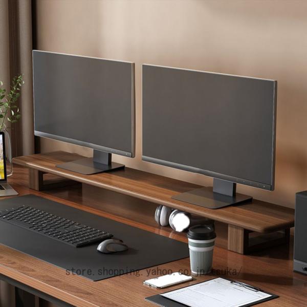 【発売日：2024年03月15日】★【正確な寸法は、ページで写真で確認できます。】【机上台】モニター台、木製、簡約なデザイン、高級な木色、部屋のイメージを損わない、どんなスタイルの部屋にも対応します。木製机上ラックは、デスクやキャビネット等...