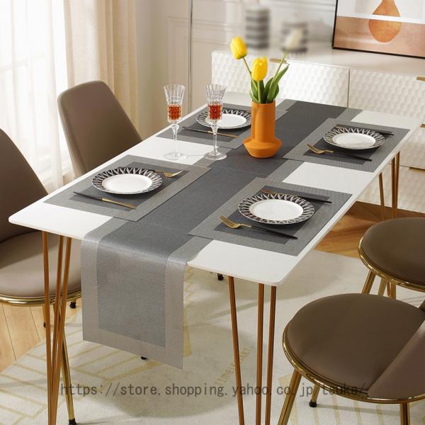 【発売日：2023年08月25日】テーブルランナーのある暮らし・PVC・テーブルランナー30*180cm、プレースマット30*45cmおしゃれで実用豪華で美しくお部屋や小物を引き立てます。テーブルランナーを変更すると、ダイニングテーブルのス...