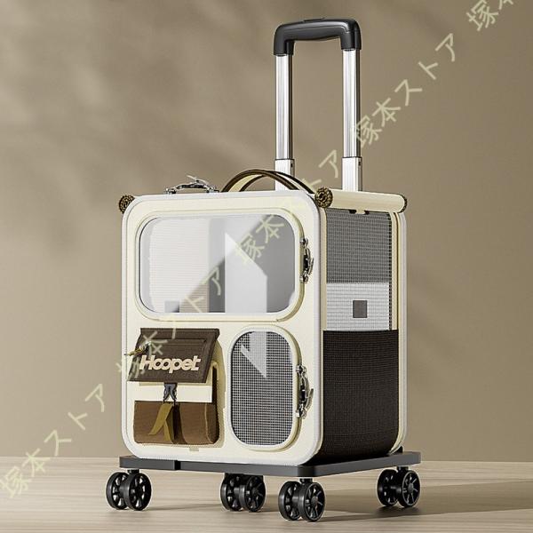 【発売日：2025年03月07日】ペットキャリー キャスター付き◇新幹線の中ではペットキャリーカートを横にして膝の上に置いて、ベッドのようにペットに快適な空間を提供することができます。◇猫カートは災害などの緊急時から、病院、旅行、お散歩、ア...